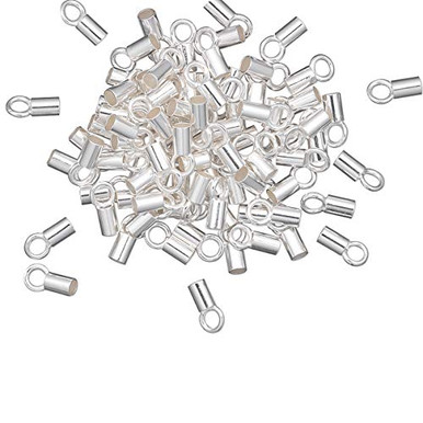 100 Crimp Tube Beads 3mm x 2mm with Loop for Terminating The end of ...