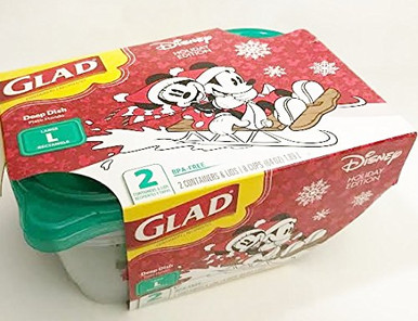 Mickey Mouse Glad Deep Dish 2 Large Disposable Containers and Lids 8 ...