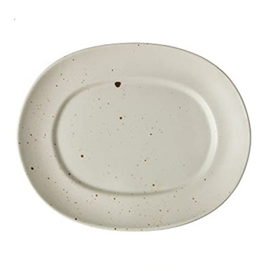 9.5-inch Retro Matte Ceramic Dinner Plate Oval Steak Dinner Plate Pasta ...