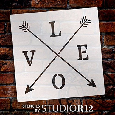 Love with Crossbar Arrows Stencil by StudioR12 - Reusable Mylar ...