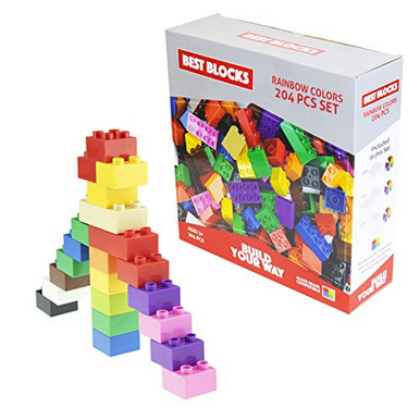 Best Blocks Big Blocks Set - Rainbow Colors 204 Pieces Set - Large ...