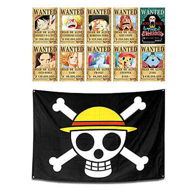 Pirates Wanted Posters Set of 10pcs Home decor plus Jolly Roger Pirate ...