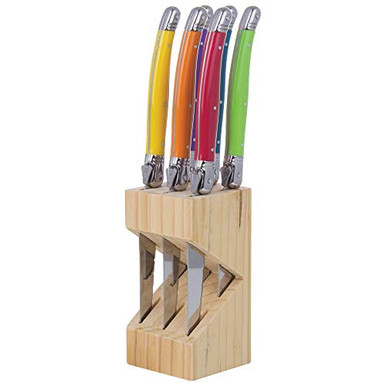 Slitzer Germany 6 Piece European Style Steak Knife Set with Wood Block ...