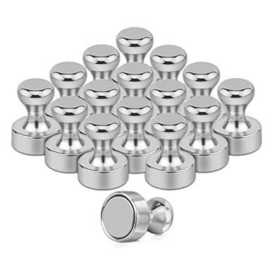 Alcoon 16 Pieces Metal Magnetic Push Pins Silver Push Pin Magnets ...