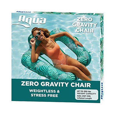 AQUA Zero Gravity Pool Chair Lounge Inflatable Pool Chair Adult Pool Float Heavy Duty Teal Fern ...