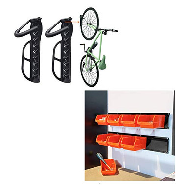 Wallmaster 8-Bin Storage Bins Garage Rack System and Bike Rack for ...