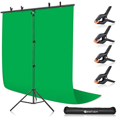 Yesker Green Screen Backdrop with Stand Portable Green Screen Kit with ...