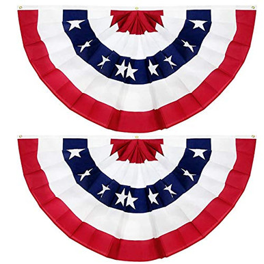 TURNMEON 2 Piece Large American Flag Bunting 3x6 Feet Patriotic ...