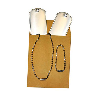Ball Chain Blank Military Dog Tags Set Stainless Steel Matte Finish 2 x ...