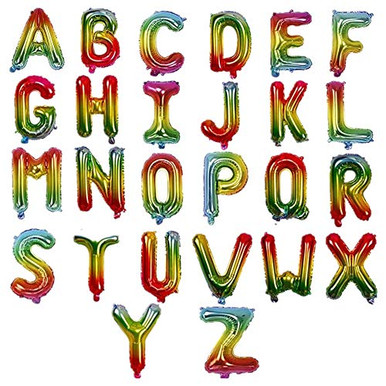 16" Rainbow Single Alphabet Letter Balloons Aluminum Hanging Foil Film ...