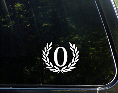 Letter O SMALL SIZE Decorative Monogram - 4-1-2" x 3--4"- Vinyl Die Cut ...
