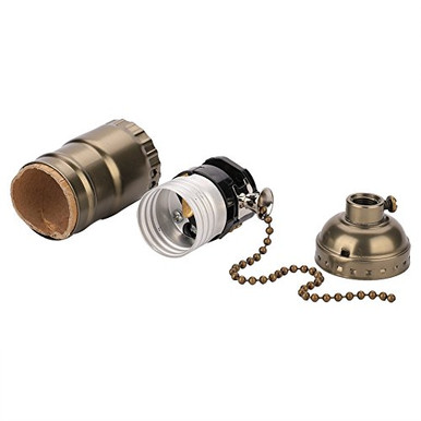 Light Socket Aluminum Lamp Holder with Pull Chain for Standard E27 Bulb ...
