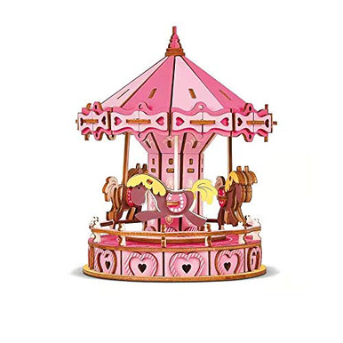 3D Wooden Three-Dimensional Puzzle Educational Craft Toy-Carousel Adult ...