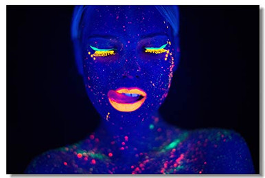 Poster Psychedelic Trippy Abstract Art Woman in Neon UF UV Light Disco ...
