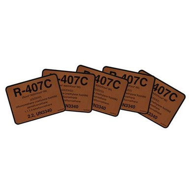 Pack of -5- R-407C - R407C Refrigerant Labels 04407 Color Coded ...