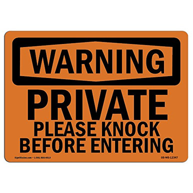 OSHA Warning Sign - Private Please Knock Before Entering Plastic Sign ...