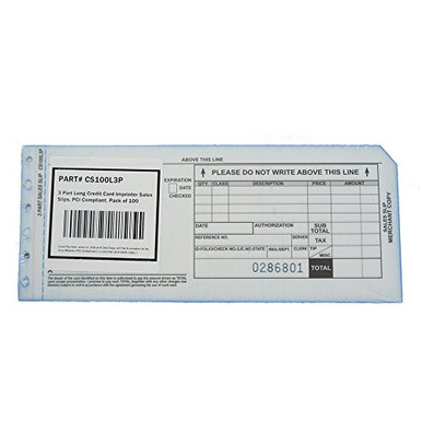 3 Part Long Credit Card Imprinter Sales Slips Pack of 100 ...