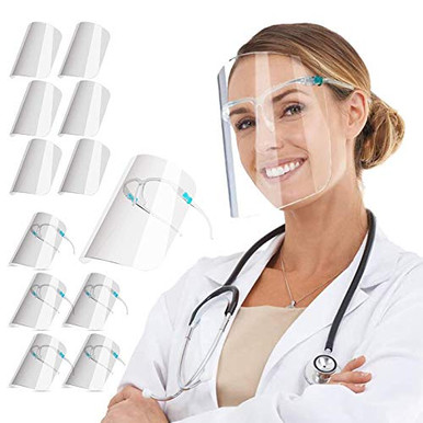 HONYAO 12 Pack Face Shields with Glasses Frames - for Adults and kids ...