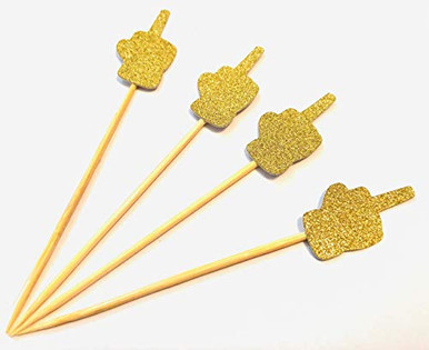 12 x Gold Middle finger Cupcake topper Divorce Party cake decorations ...