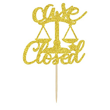 Gold Glitter Case Closed Cake Topper - Law Grad Cake Topper for ...