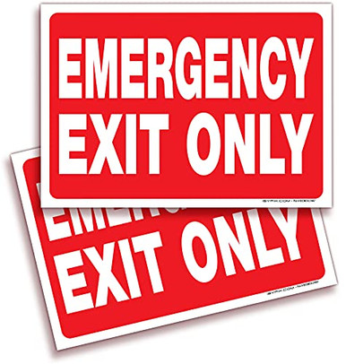 Emergency Exit Only Signs Stickers 2 Pack 10x7 Inch Premium Self ...