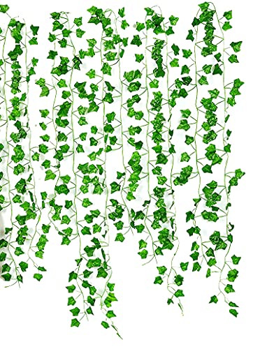 12 Strands Artificial Ivy Garland Fake Leaves Plants Decor -84 ft Total ...