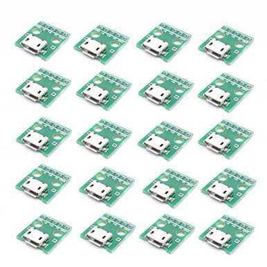 Willwin 20pcs Micro USB to DIP 2.54mm Adapter 5pin Female Connector ...