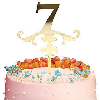 Acrylic Cake Topper Mirror Gold Number 7 Cake Topper Ideal for 7th ...