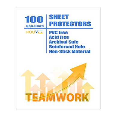 HOUYEE 100 Pack Clear Sheet Protectors Plastic Sheet Protectors for 3 ...