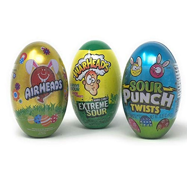 Bundle of 3 Tin Large Easter Eggs Airheads Sour Punch Warheads ...