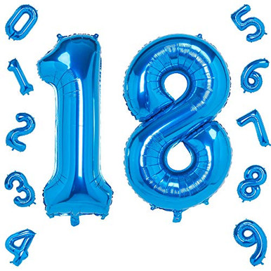 Blue Number 18 Balloons40 Inch Birthday Number Balloon Party ...