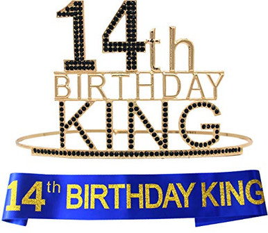 14th Birthday King Crown and Sash for Boy14th Birthday for Him14th ...