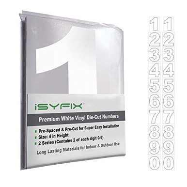 White Vinyl Numbers Stickers - 4 Inch Self Adhesive - 2 Sets - Premium ...