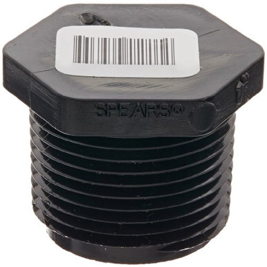 Spears 450-B Series PVC Pipe Fitting Plug Schedule 40 Black 1" NPT Male ...