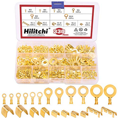 Hilitchi 330Pcs Non-Insulated Open Barrel Wire Crimp U Shaped Ring ...