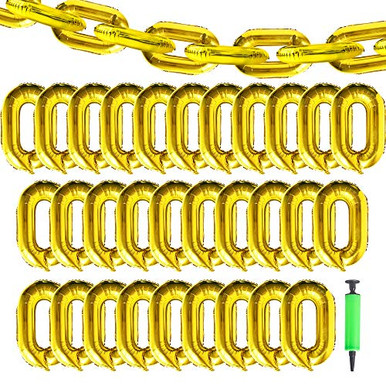 Chain Balloon 30 Pieces 13 inch Foil Gold Chain Balloons with Pump ...