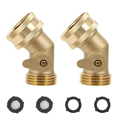 STYDDI 45 Degree Garden Hose Elbow Brass Connector with Shut-Off Valve ...