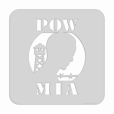 Stencil- POW MIA 4x3 Inch Image on 5x5 Border Size 2 - Warehousesoverstock