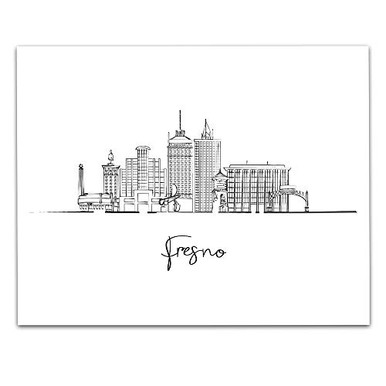 Fresno State of California Line Art Skyline Landscape - US Travel ...