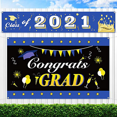 Graduation Decorations Class of 2021 Banners - 2 Packs 74.4 x 47.2 ...