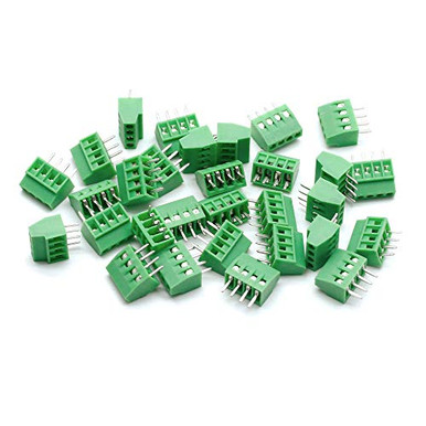 Augiimor 30PCS G-KF128 4 Pin 2.54mm Pitch PCB Screw Terminal Block ...