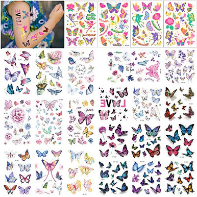 Butterfly Tattoos Stickers for Kids Girls-300PCS plus Waterproof ...