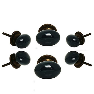 Set of 6 Lorena Big Ceramic Oval Petrol Blue with Antique Finish Knob ...