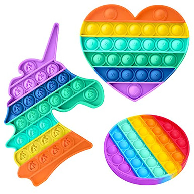 KOUQIYA 3 Rainbow Pop Fidget ToysPush Pop Bubble Sensory Fidget Toys ...