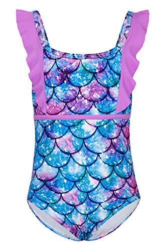 Swim Suit for Girls 4-5 Years Old One Piece Bathing Suit Mermaid Scales ...
