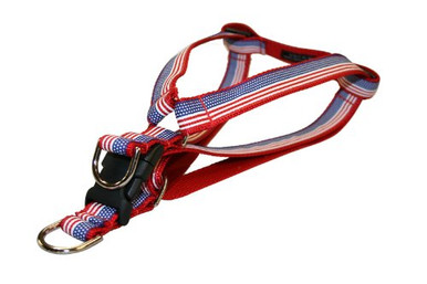 Medium American Flag Dog Harness- 3-4" Wide Adjusts 18-24" - Made in ...
