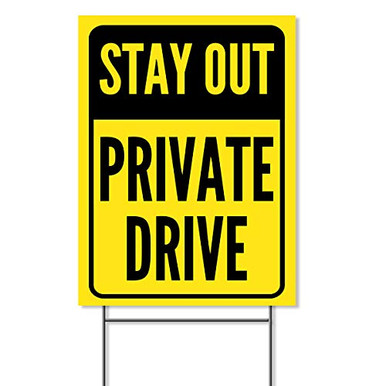 Private Drive Sign with Metal Wire H-Stakes - 12''x16'' Corrugated ...