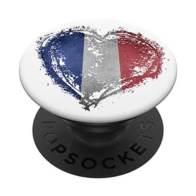 Vintage France Heart Shape French Flag Stylish Design PopSockets ...