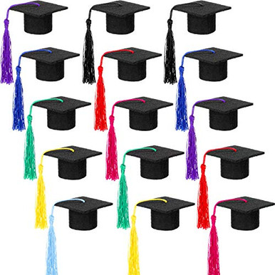 15 Pieces Graduation Cap Bottle Toppers Mini Graduation Caps Graduation ...
