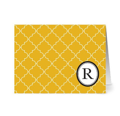 Note Card Cafe Monogram Mustard R Letter Cards Grey Envelopes 24 Pack ...